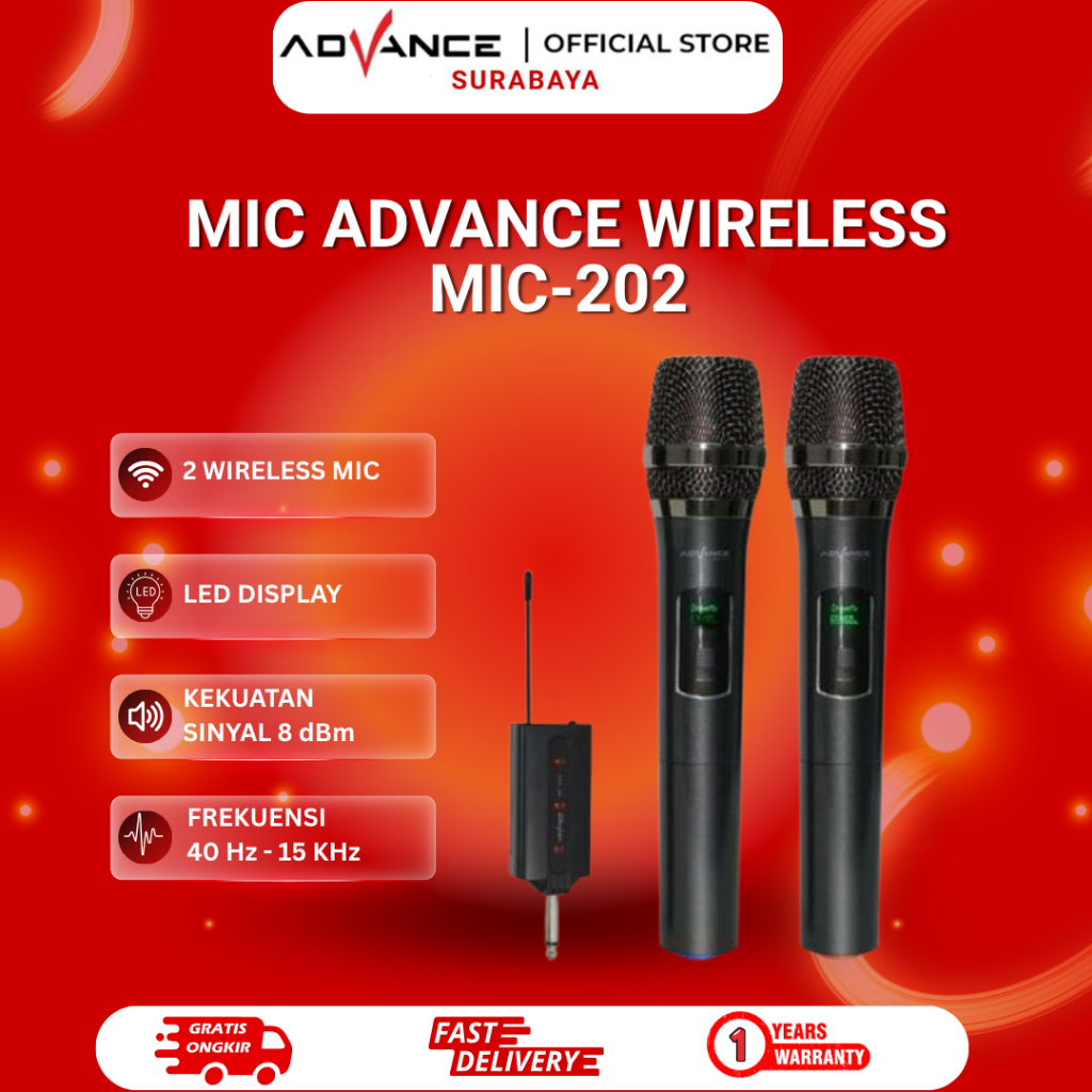 Jual Microphone Advance MIC 202 / MIC-202 Wireless Double | Shopee ...