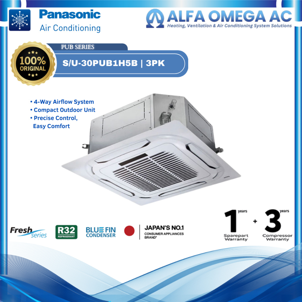 Jual Panasonic AC Cassette Non Inverter Fresh Series 3 PK - S/U ...