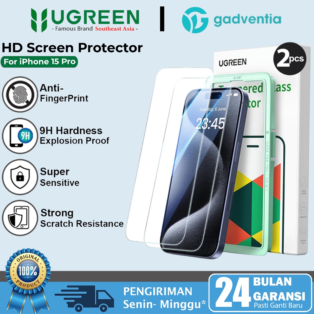 Jual UGREEN Tempered Glass Pelindung Layar iPhone 15 16 17 Pro Max Anti ...