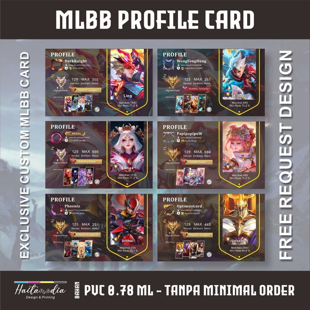 Jual MLBB PROFILE CARD | EXLUSIVE COLLECTION MLBB CARD | EXLUSIVE SQUAD ...