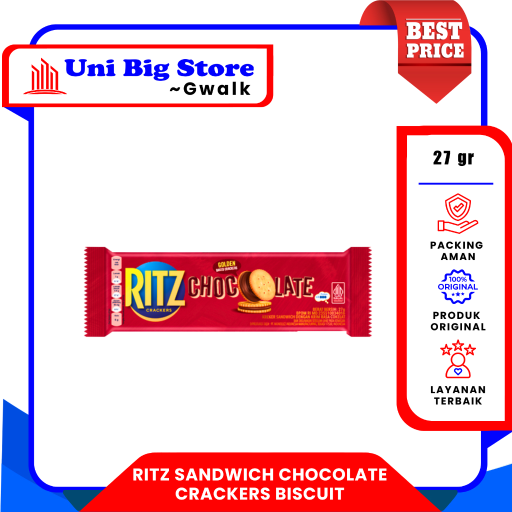 Jual RITZ SANDWICH CHOCOLATE CRACKERS BISCUIT BISKUIT KREKERS ~ 27 gr ...
