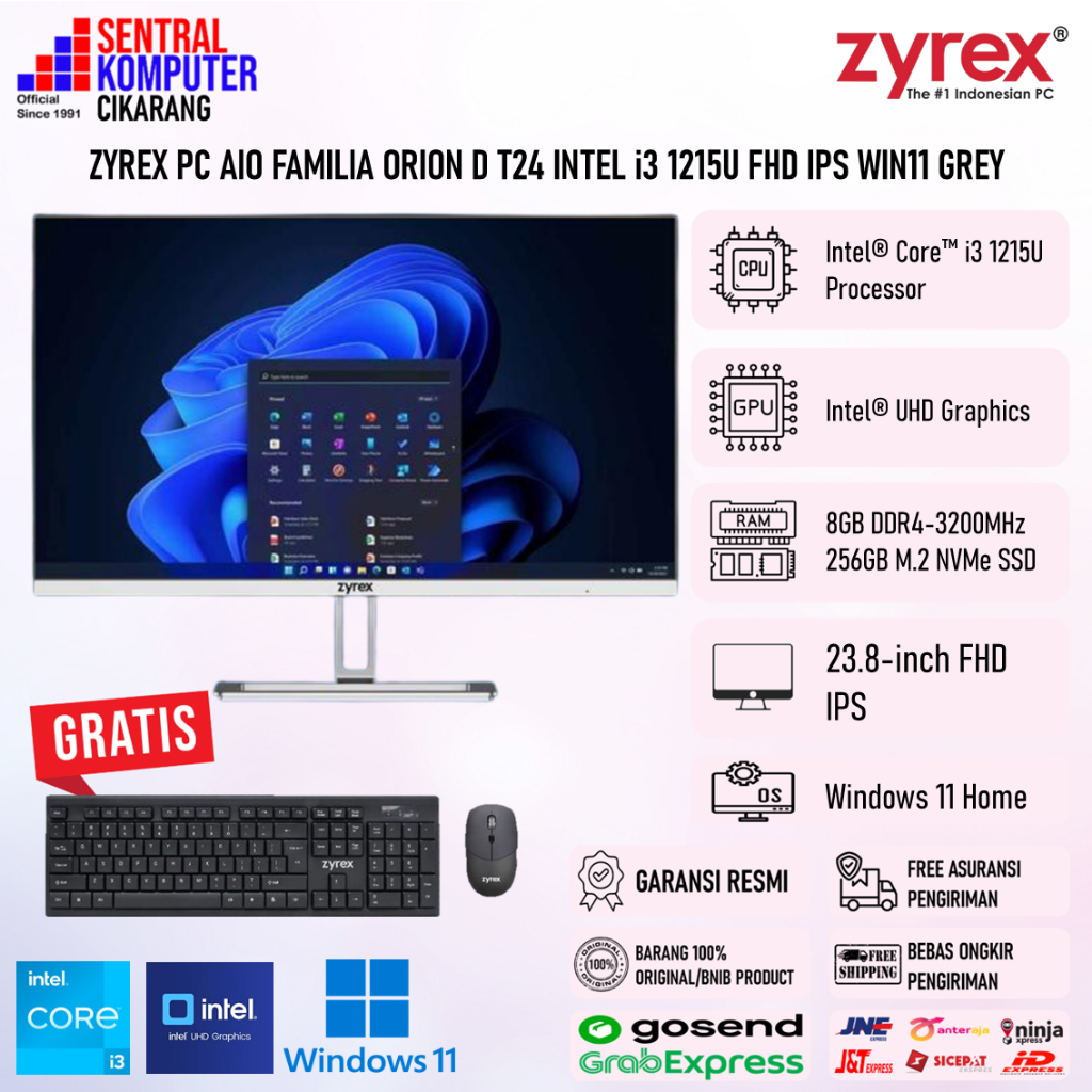 Jual Zyrex PC AIO ORION Intel i3 1215U 8GB 256GB SSD 23.8" FHD IPS ...