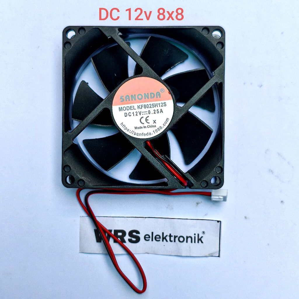 Jual Kipas fan DC 12v 8cm kipas power 8cm x 8cm tebal 25mm | Shopee ...
