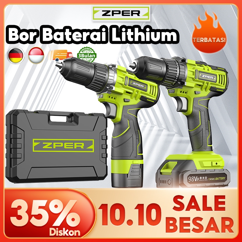 Jual ZPER Bor Baterai Mesin Bor Cordless Listrik Cas Tangan Bor Tanpa ...