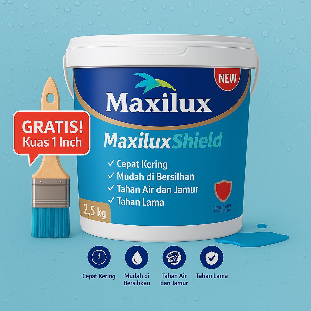 Jual Cat Tembok Maxilux Shield 2,5kg – Anti Jamur, Anti Lembab, Warna ...