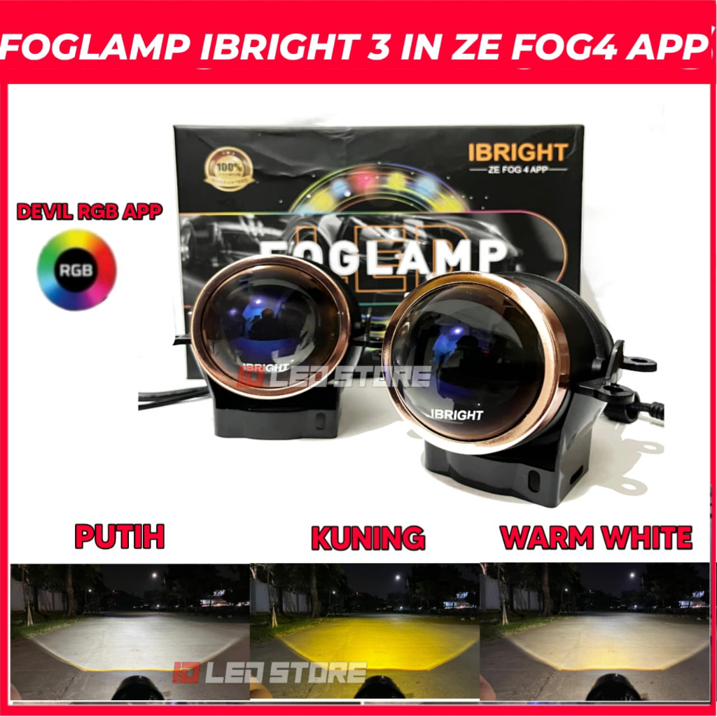 Jual Foglamp 3 Inch Ibright ZE FOG 4 Rgb APP Blutut Blue Lens 3 Warna ...