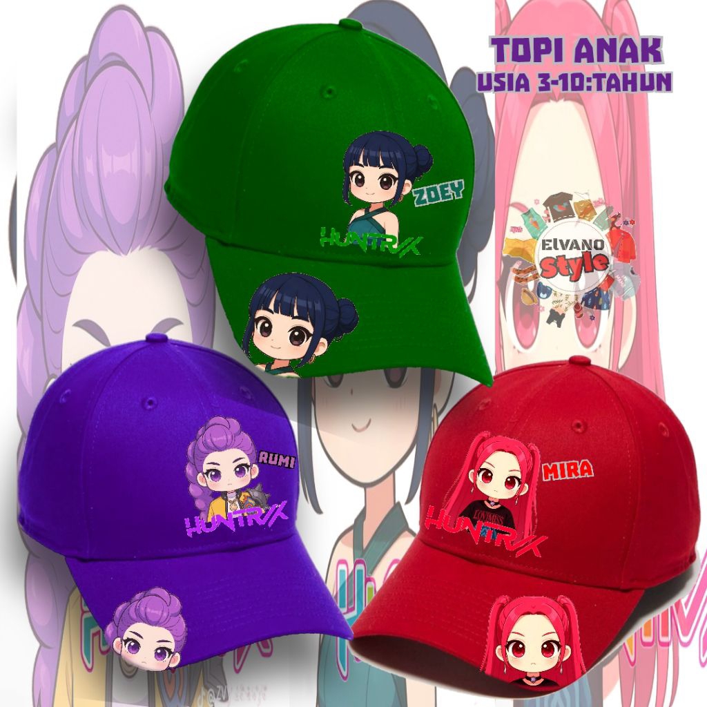 Jual TOPI ANAK KARAKTER KPOP DEMON HUNTER HUNTRIX RUMI MIRA ZOEY ...