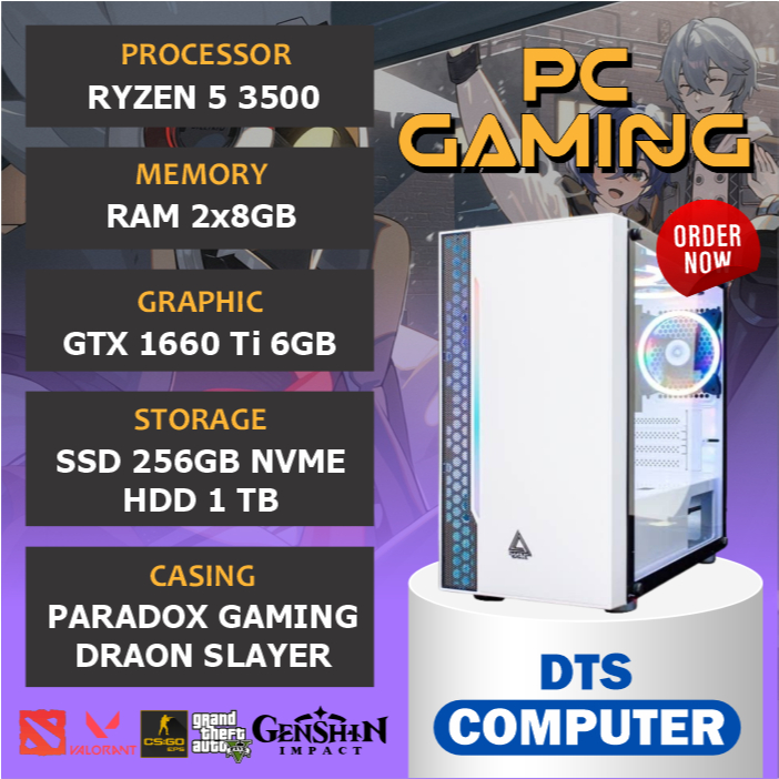 Jual Pc Gaming Ryzen 5 3500 | GTX 1660 Ti 6GB | 16GB RAM | SSD 256GB ...