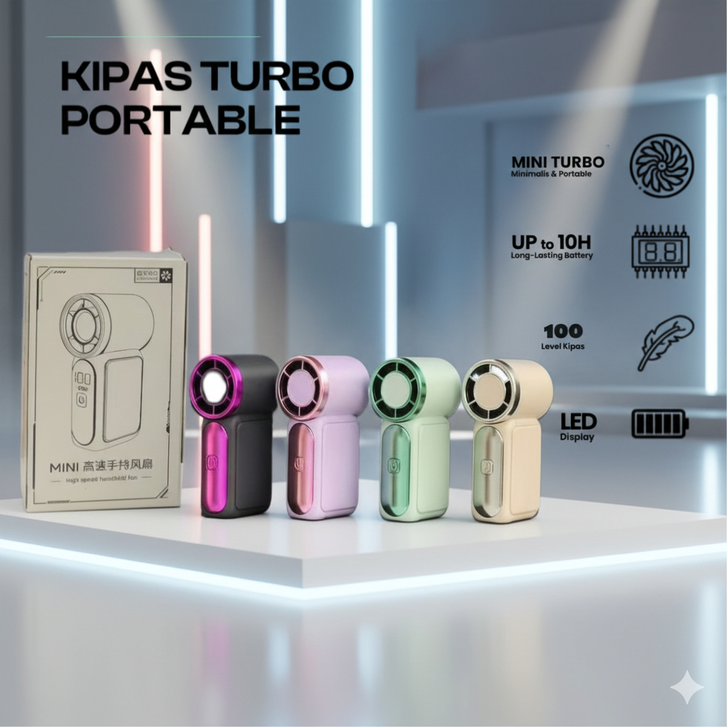 Jual Kipas Super Mini Portable Mini Turbo 100 Speed digital display ...