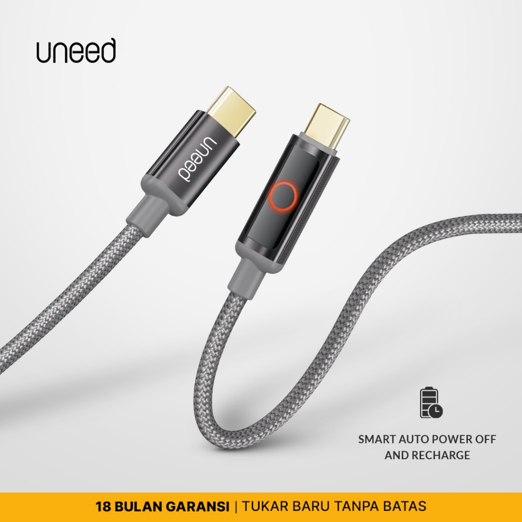 Jual UNEED Data Cable Auto Disconnect QC PD 100W Switch Pro LED Type C to Lightning / Type C to ...