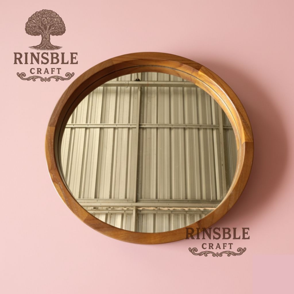 Jual CERMIN DINDING KAYU BULAT ESTETIK MINIMALIS UKURAN DIAMETER 40CM ...