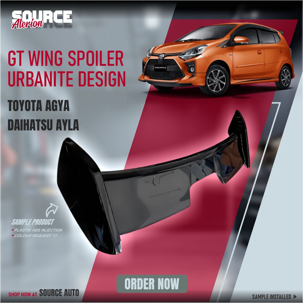 Jual REAR GT WING SPOILER URBANITE DESIGN - TOYOTA AGYA - DAIHATSU AYLA ...