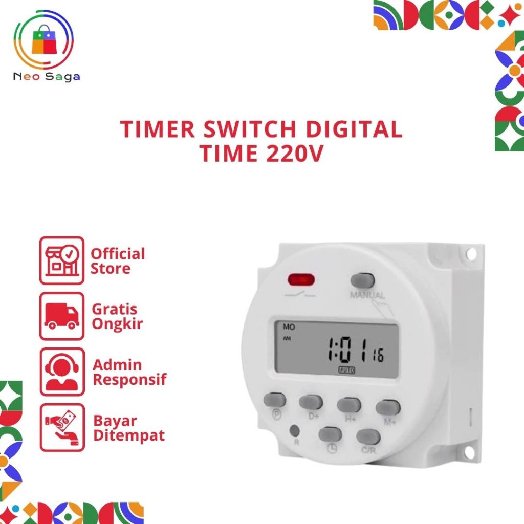 Jual Timer Switch Digital Time Delay Relay 220V 12V CN101A Untuk Lampu ...
