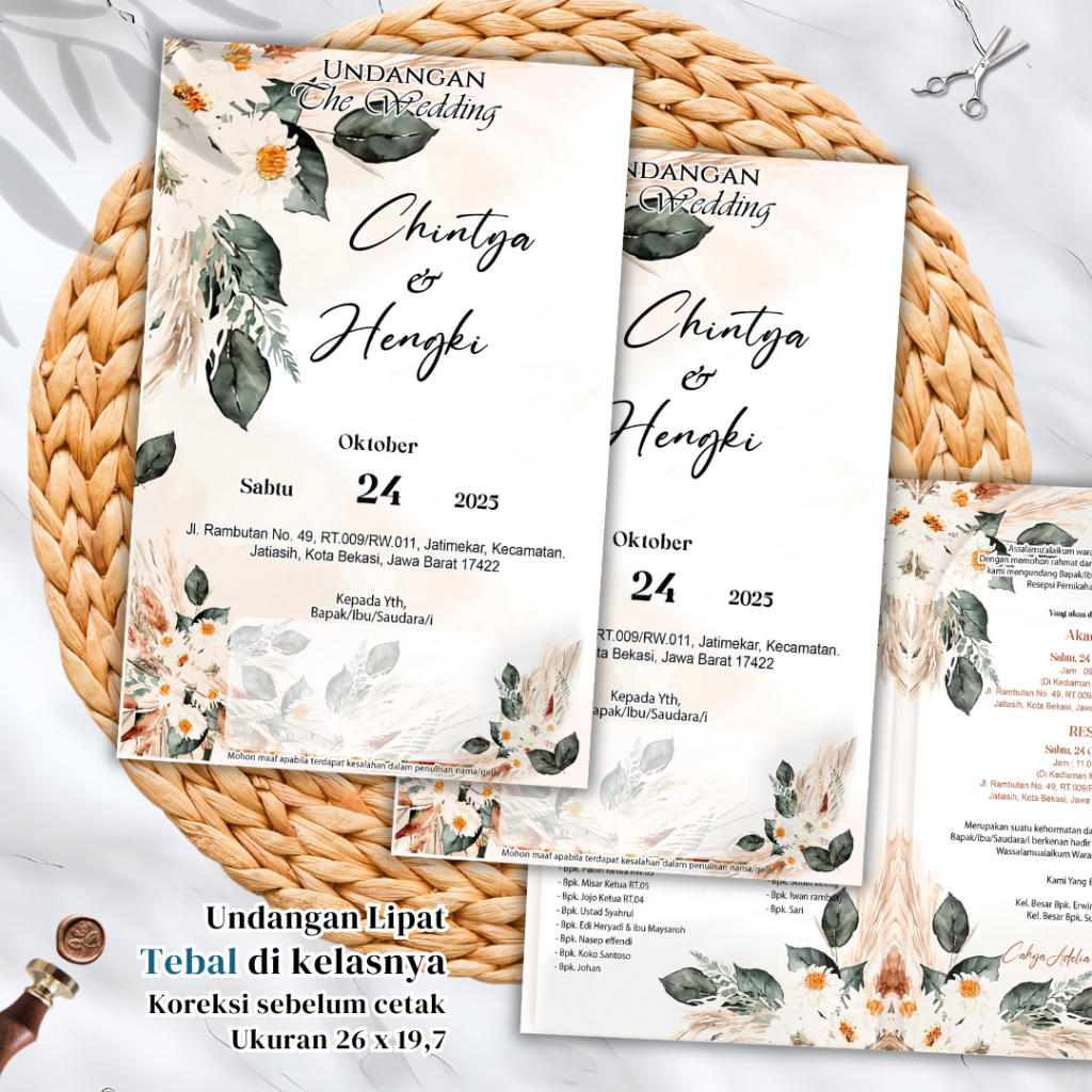 Jual Undangan pernikahan murah elegan Brief Card Undangan tanpa foto ...