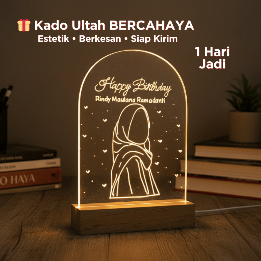 Jual Kado Ultah Custom Acrylic Lampu LED Akrilik Sketsa Gift Wisuda ...