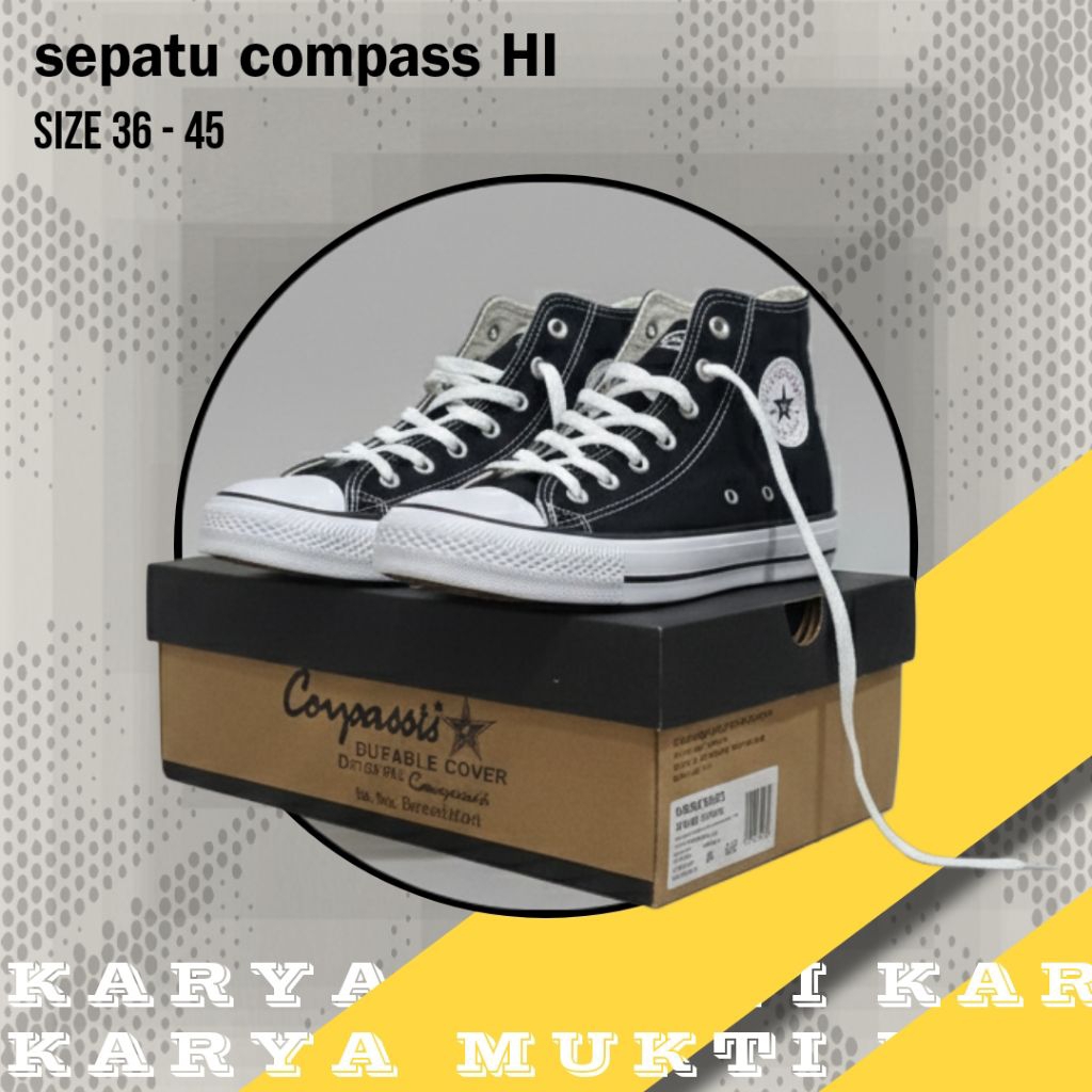 Jual Sepatu Compass Sekolah High Hitam Putih - Kualitas Terbaik [CI-056 ...