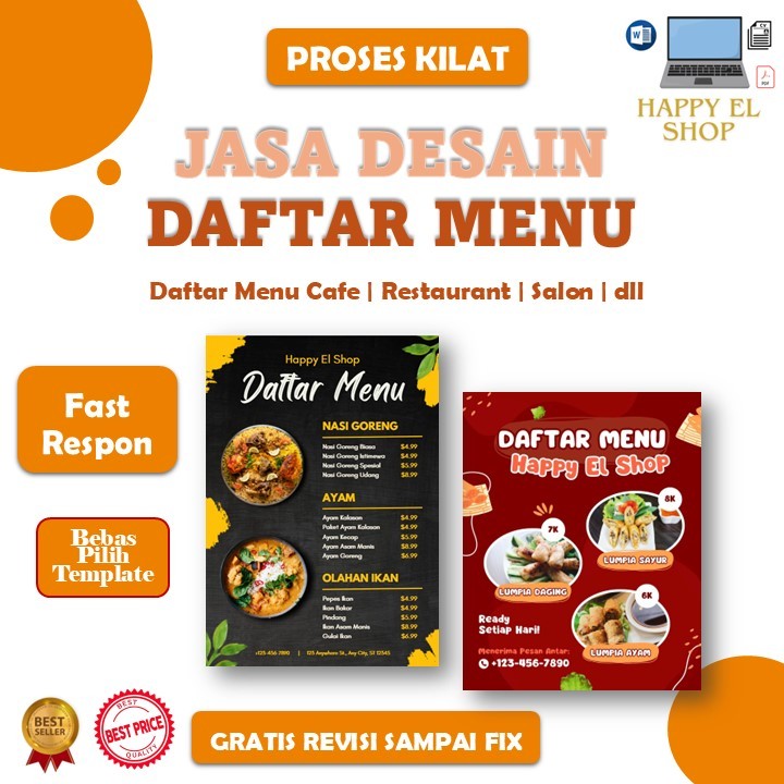 Jual JASA DESAIN DAFTAR MENU ( RESTAURANT | WARUNG | CAFE | SALON | DLL ...