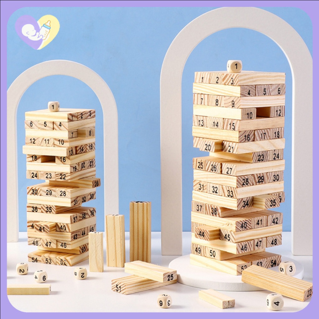 Jual Mainan Anak Balok Kayu Angka 54 Balok Kayu Tinggi Dadu 4 Pcs ...