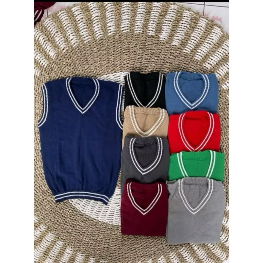 Jual Rompi rajut korea list putih - vest knit premium - rompi sekolah ...