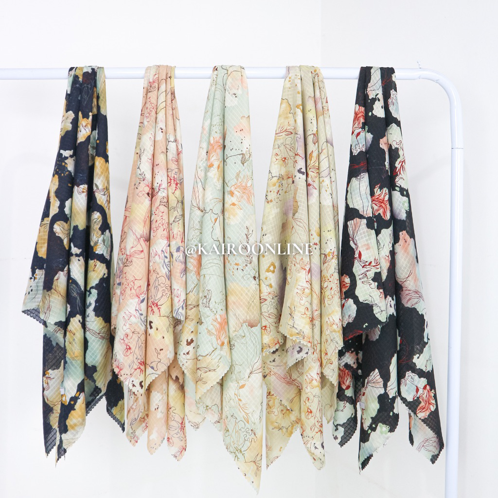 Jual Kairo Hijab - Motif Beach Abstrak - Hijab Segiempat Printing Vine ...
