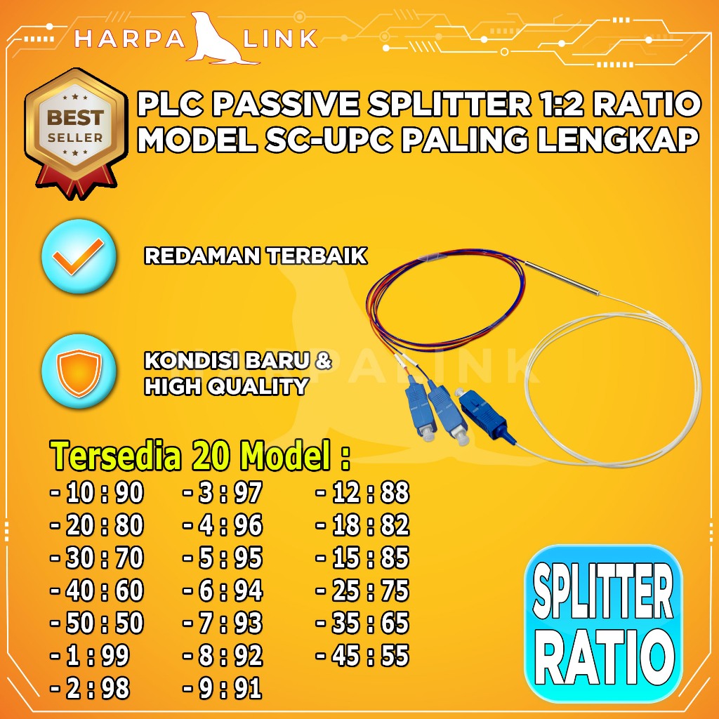Jual Spliter Rasio 1:2 Splitter Ratio SC UPC Splitter Ratio Fiber Optic ...