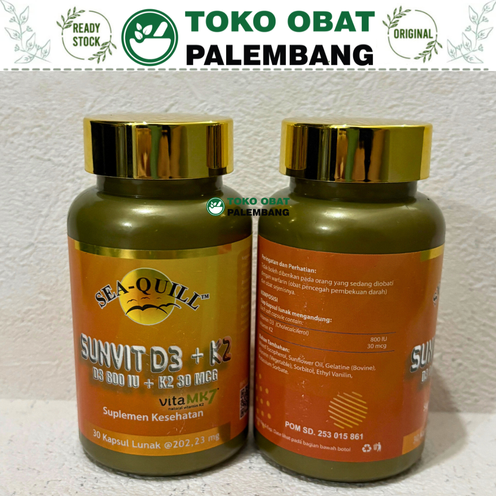 Jual SEA QUILL SUNVIT D3 + K2 VITAMK7 30 KAPSUL LUNAK SEA-QUILL VITAMIN D3K2 D3+K2 VITA MK7 ...