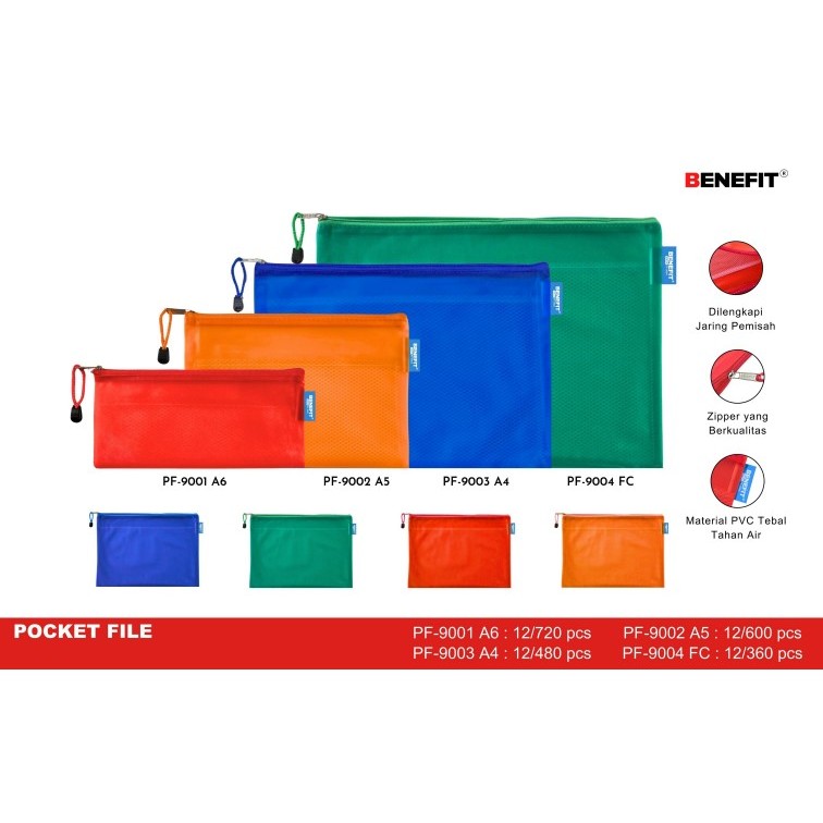 Jual TBMO BENEFIT Map Resleting Pouch Map Pocket Zipper File Benefit ...