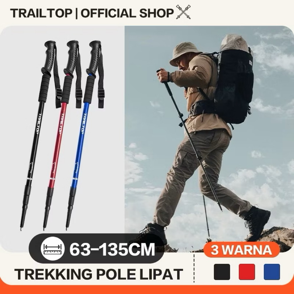 Jual Tracking Pole Lipat Tongkat Gunung Trekking Hiking Dapat Diatur ...