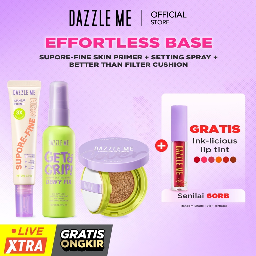 Jual [BUNDLE MAKEUP LENGKAP] DAZZLE ME Effortless Base Bundle Set ...