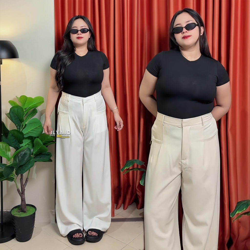 Jual ILYA Elena Pants Semiwool Stretch (Melar) JUMBO BB 50-120 Kg - Celana Kulot Wanita Formal ...