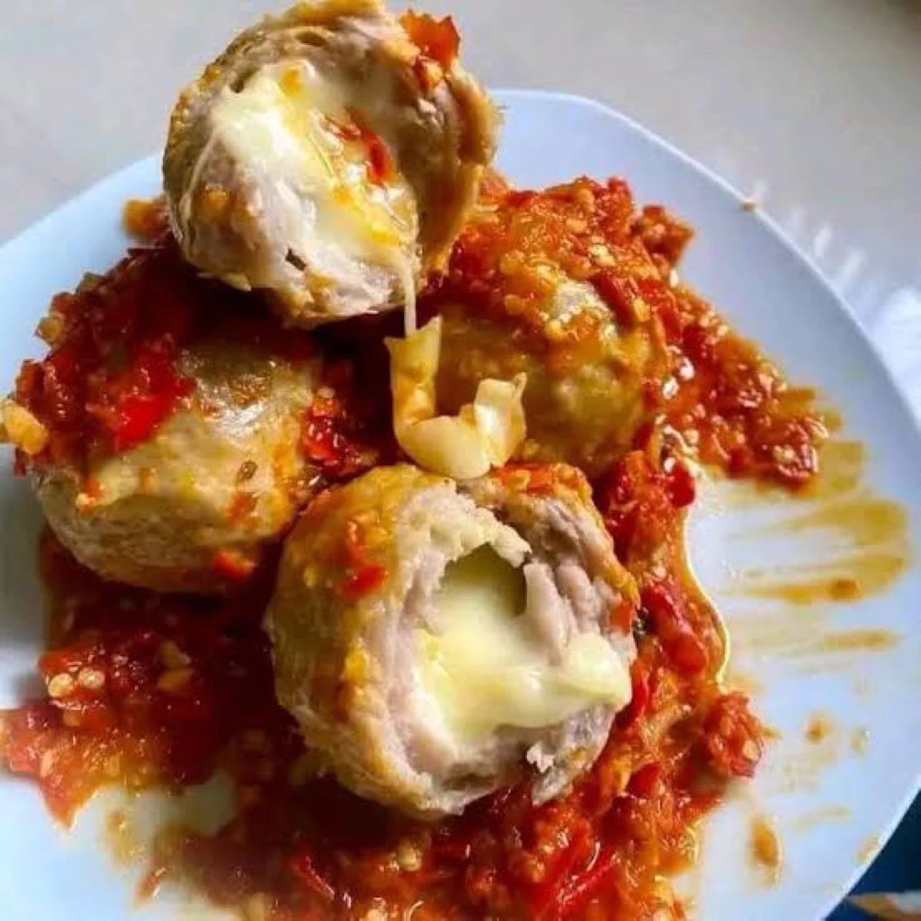 Jual ISI 4 PCS UKURAN SEDANG BAKSO KEJU MERCON FREE SAMBAL | Shopee ...