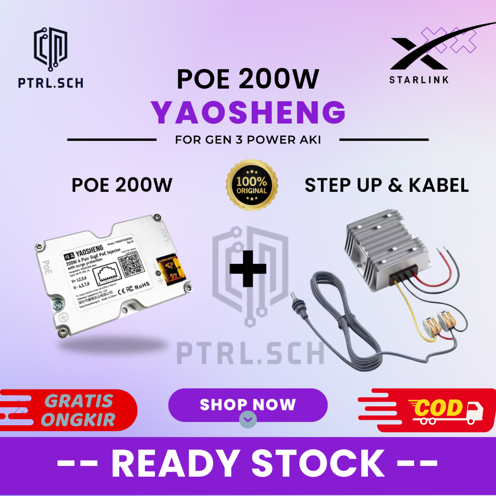 Jual PAKET POE 200W + STEP UP KONVERT UNTUK STARLINK GEN 3 | Shopee ...