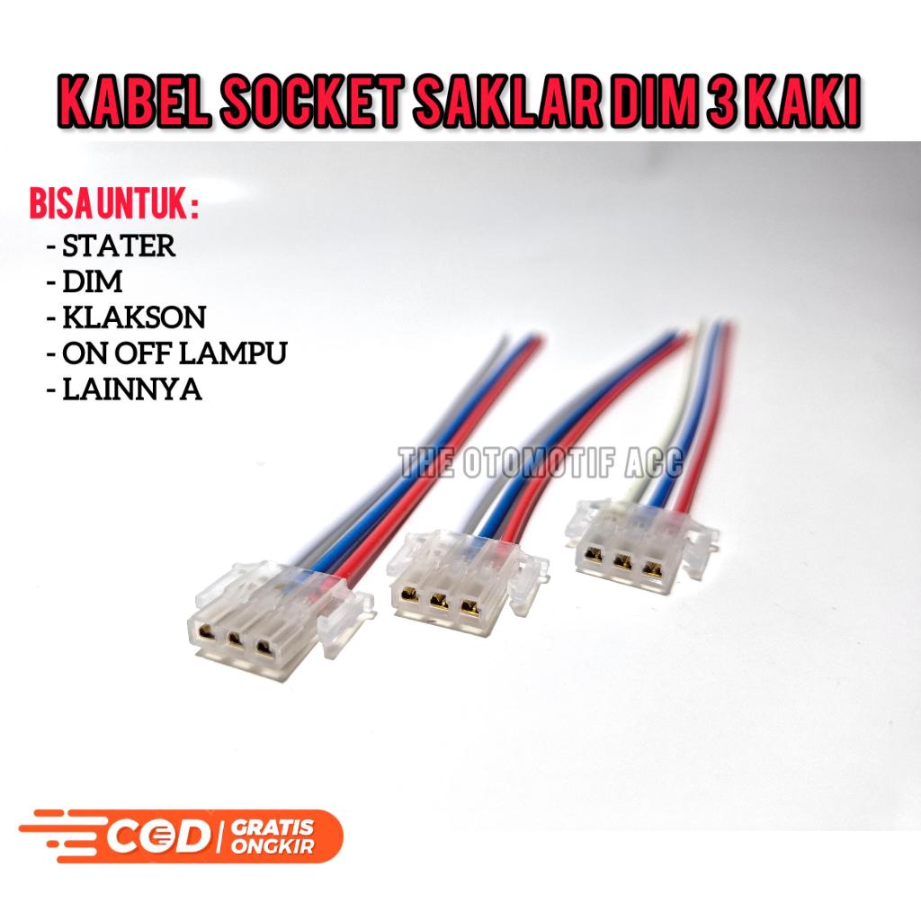 Jual Socket Soket Kabel 3 Pin Tombol Dim Klakson Lampu Starter Motor ...