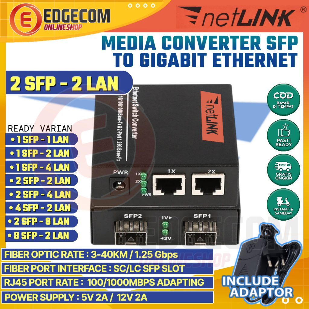 Jual Gigabit SFP Media konverter 2 SFP - 2 LAN Ethernet Gigabit Fiber ...