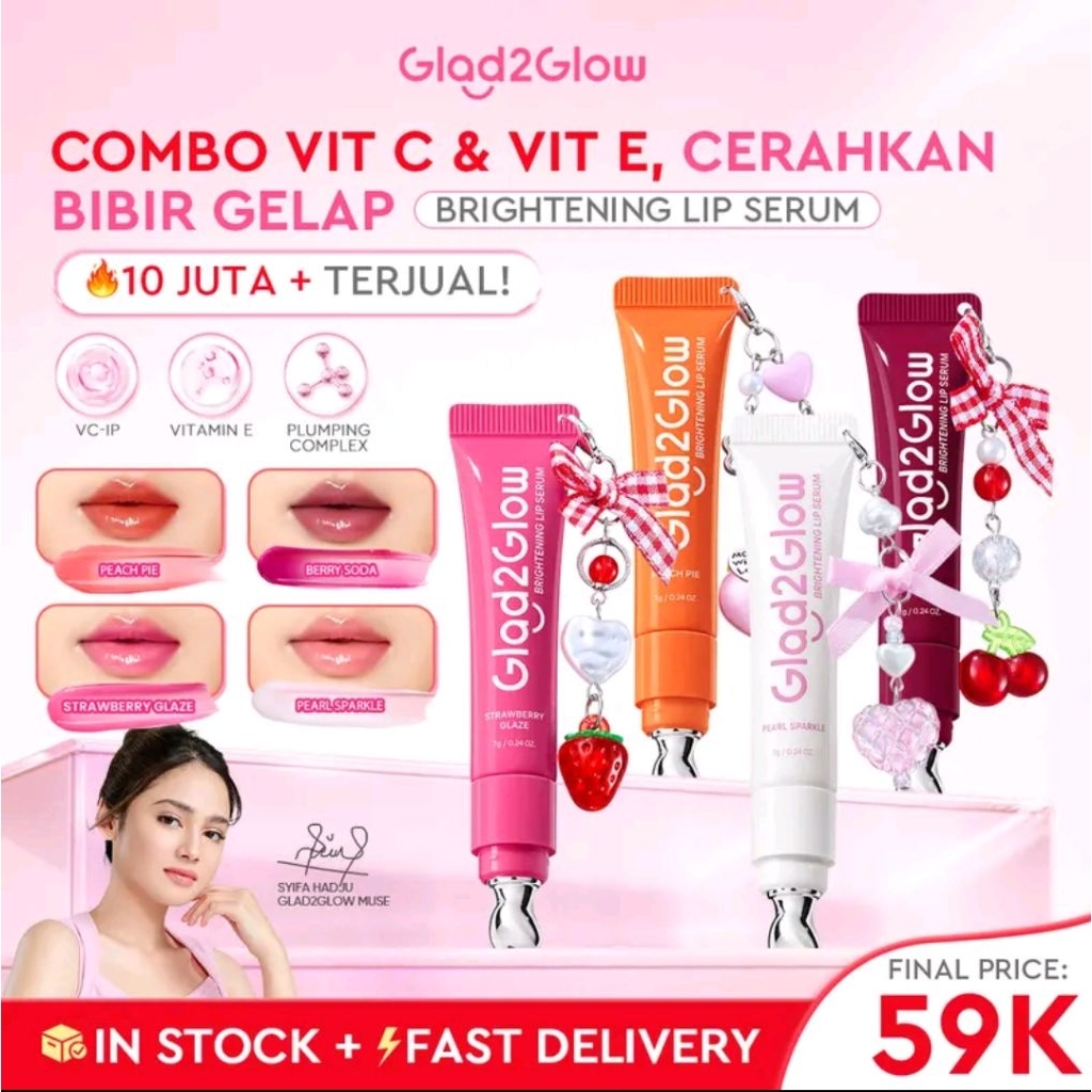 Jual [Story_dya24] READY STOK Glad2Glow Brightening Lip Serum - VC-IP ...