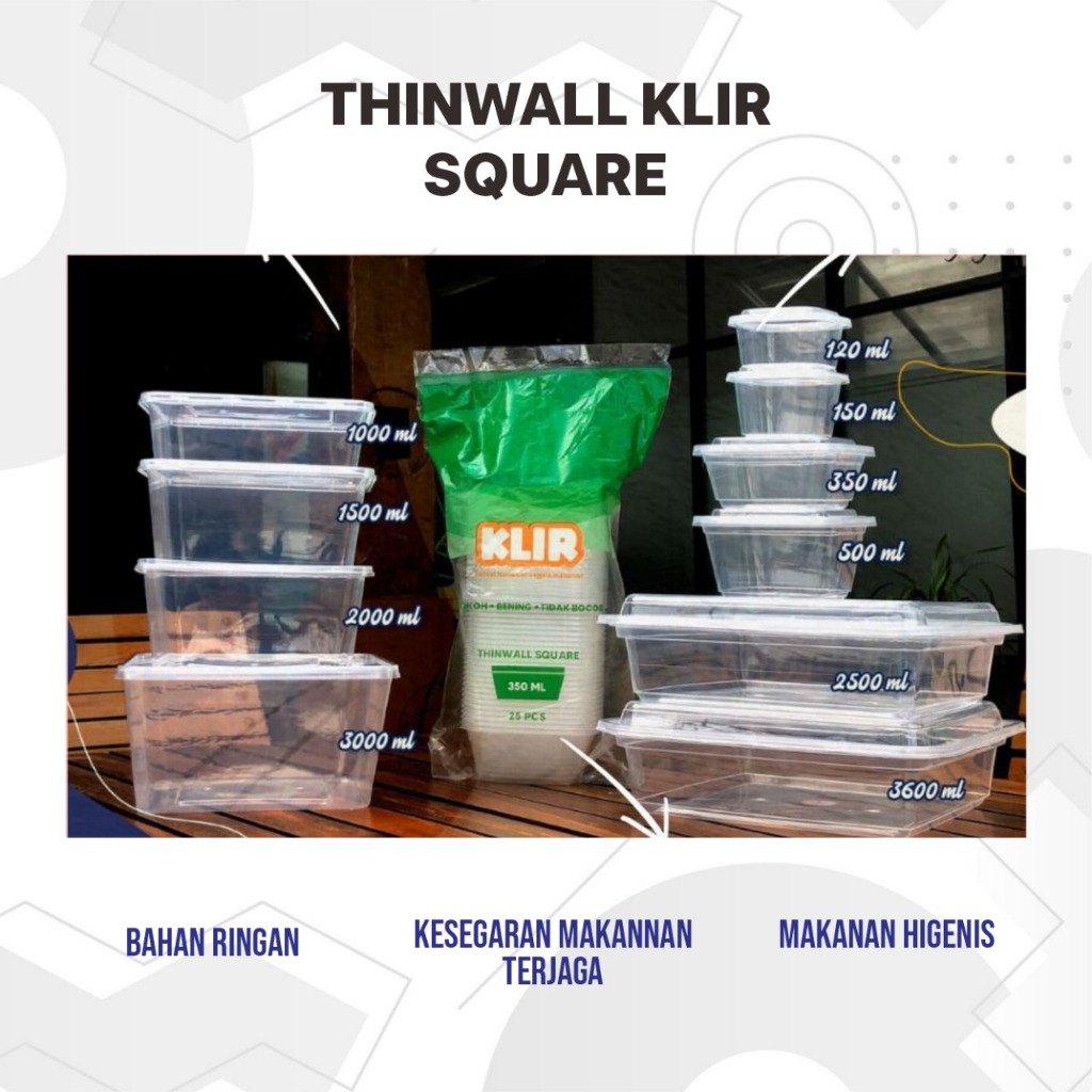 Jual THINWALL KLIR SQUARE / KOTAK 1000ml 1500ml 2000ml 2500ml 3000ml ...