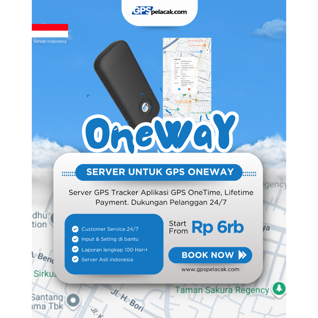 Jual "Server GPS ONEWAY" - Dibantu seting dan input hingga update di aplikasi Onetime, CS 24 jam ...