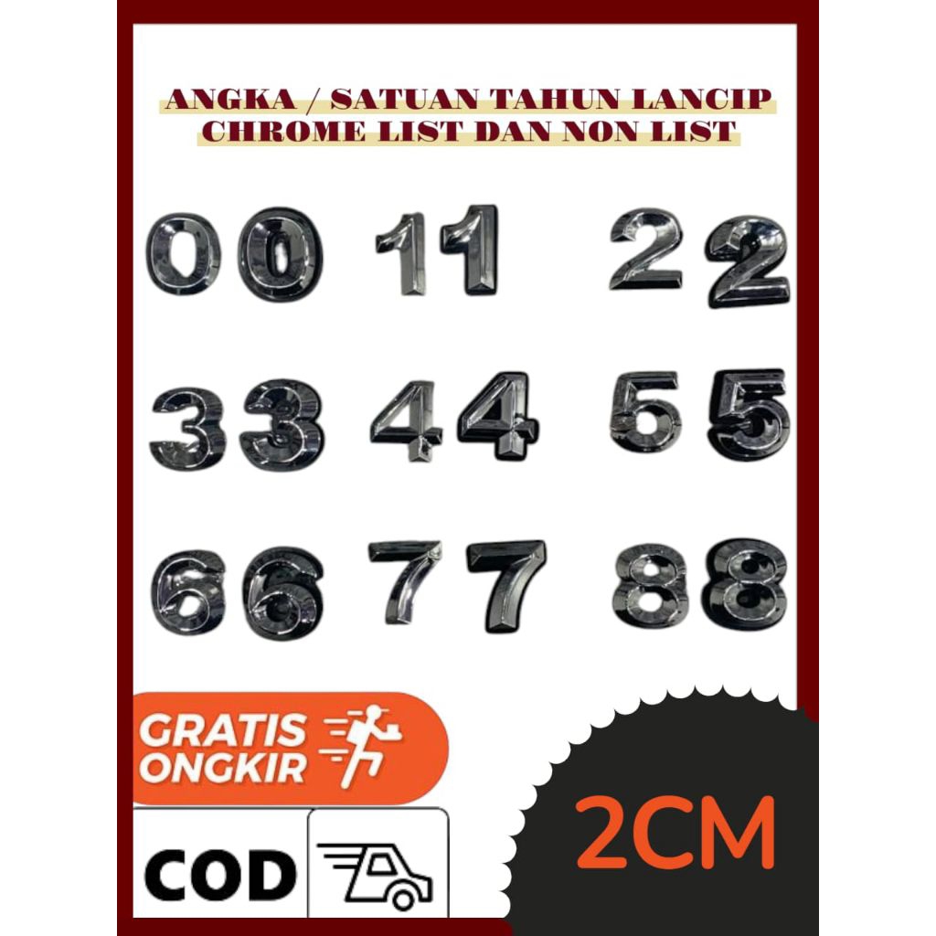 Jual Nomor Tahun Plat Mobil/Motor Satuan - Lancip Chrome List Hitam ...