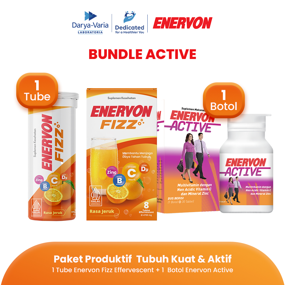 Jual [BARU] Enervon Fizz Paket Tablet Effervescent + Enervon Active ...