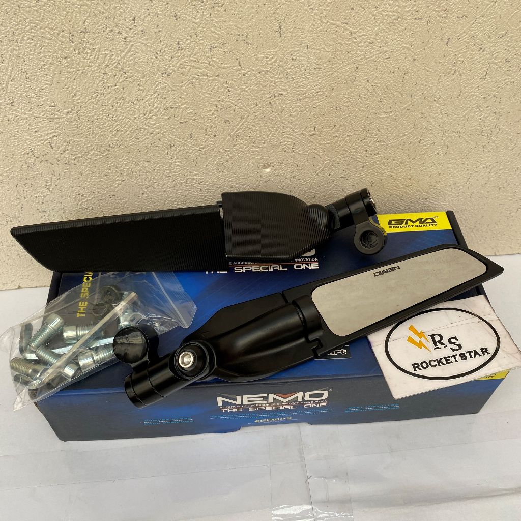 Jual Spion Winglet Nemo Universal Ukuran Kecil Jumbo Hitam Kaca Putih ...