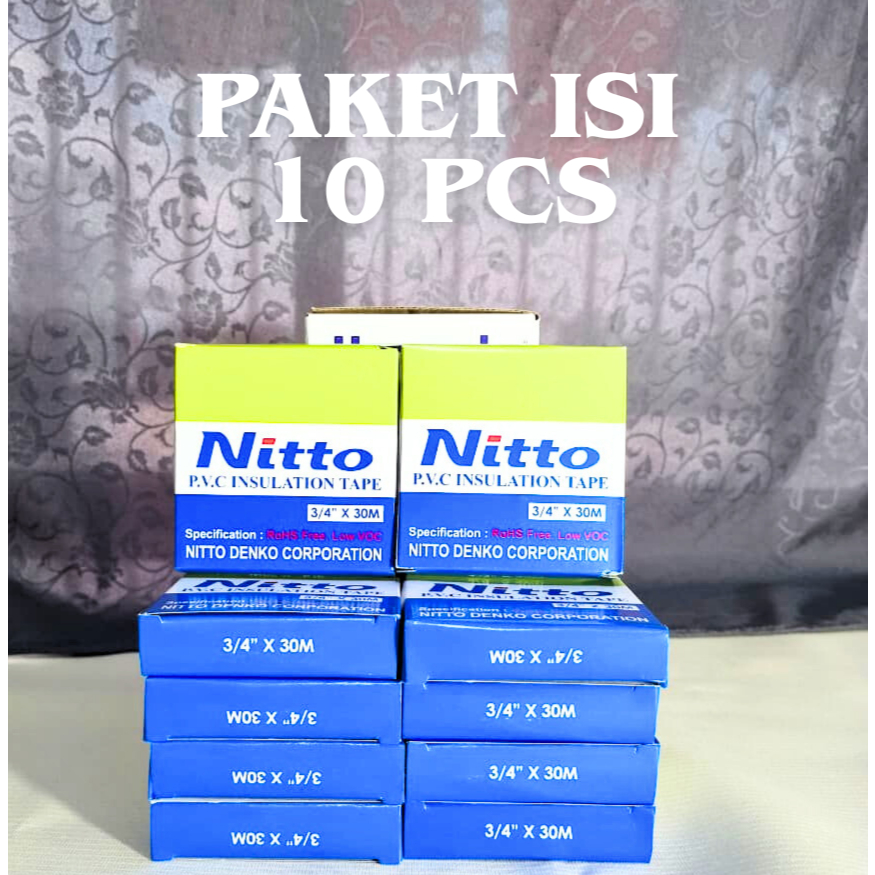 Jual PAKET ISI 10 DAN ISI 5 ISOLASI NITTO LISTRIK TAPE HITAM PVC KABEL ...