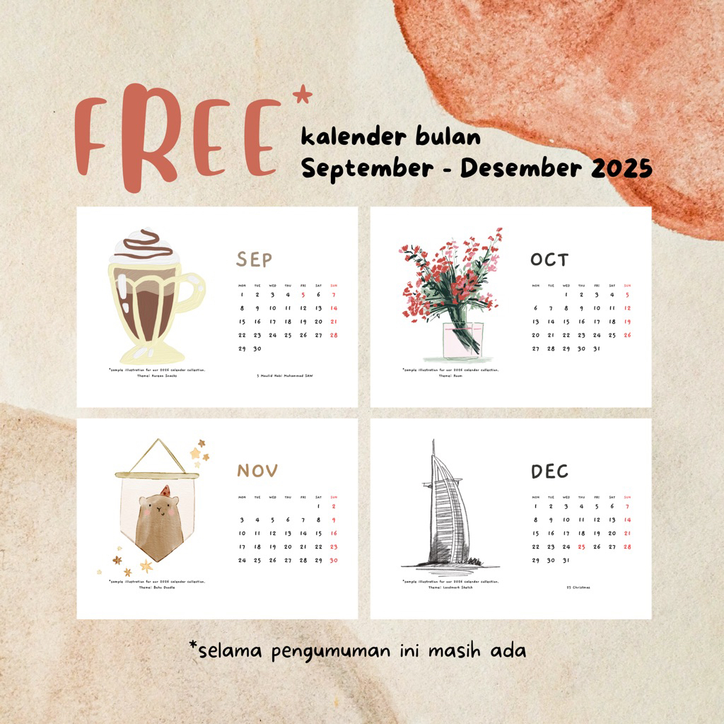 Jual [FREE SEP-DES 2025] 2026 Desk Calendar Planner Landscape Aesthetic ...