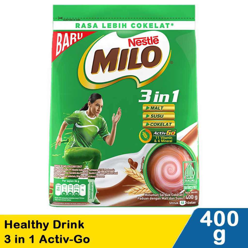 Jual Milo Healthy Drink 3 In 1 Activ-Go 300gr dan 400g | Shopee Indonesia
