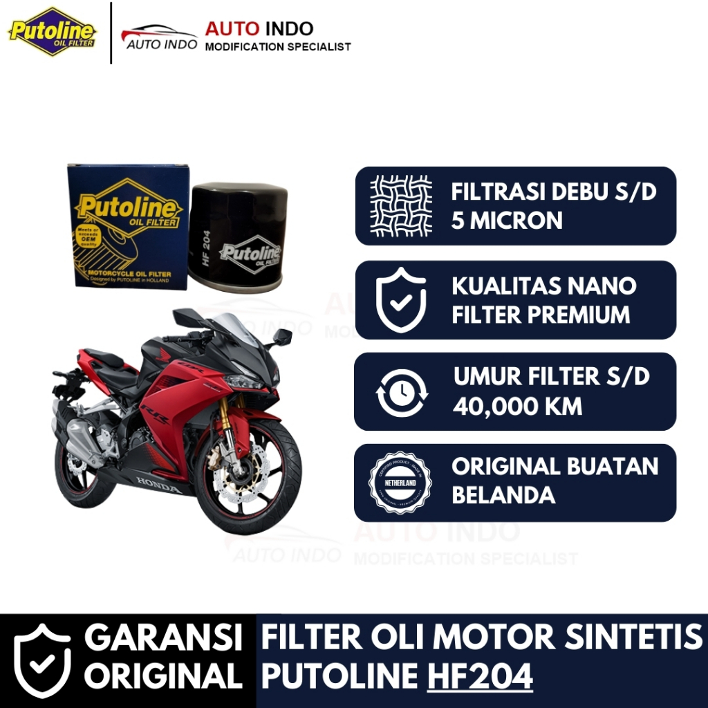Jual Filter Oli Motor Putoline HF204 untuk Honda CBR250RR | Garansi Ori ...