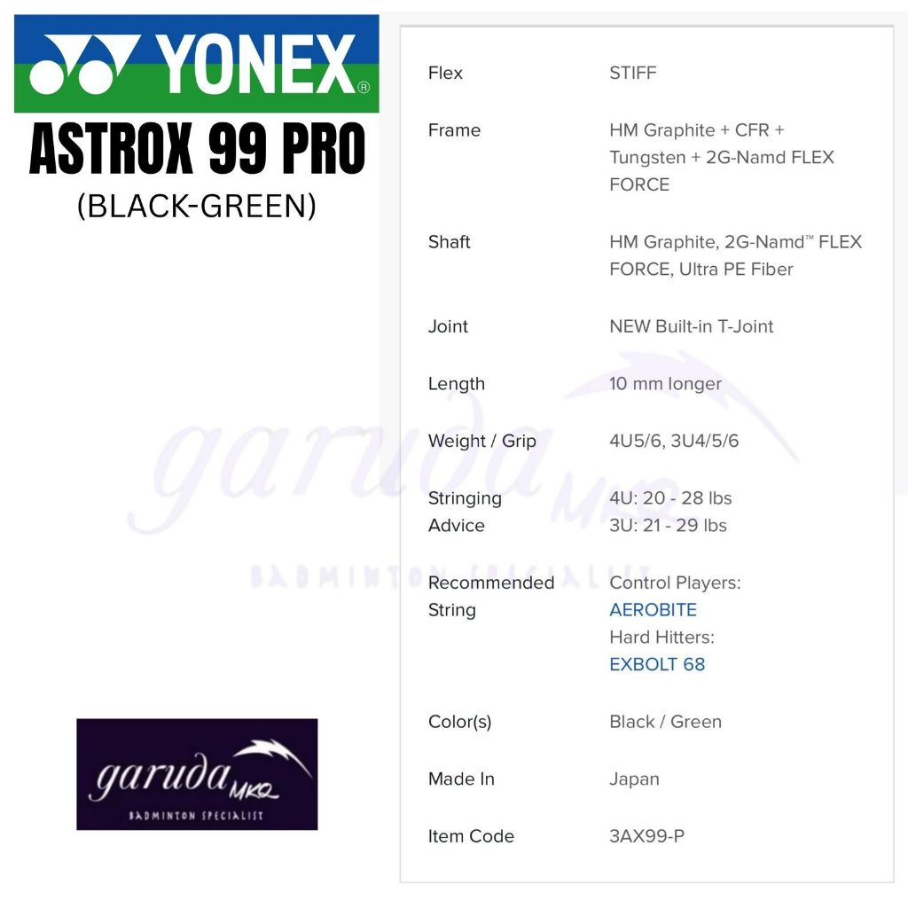 Jual Raket Yonex Astrox 99 Pro Black Green / Raket Yonex AX 99 Pro ...