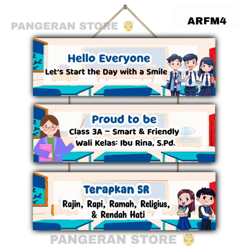 Jual Hiasan dinding custom KELAS DAN WALI KELAS ukuran BESAR 30x30 cm 3 susun gantungan pajangan ...
