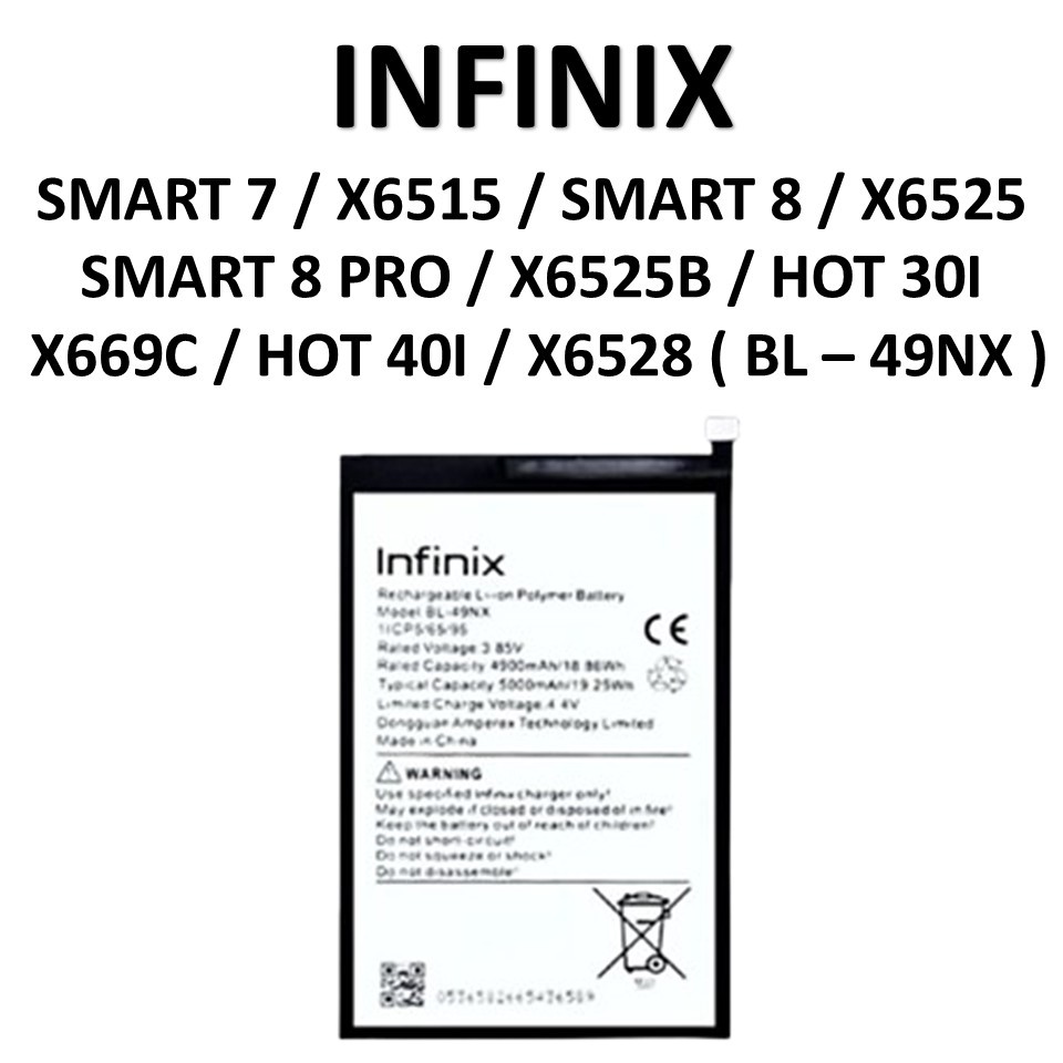 Jual BATERAI INFINIX BL-49NX INFINIX SMART 7 / X6515 / SMART 8 / X6525 ...