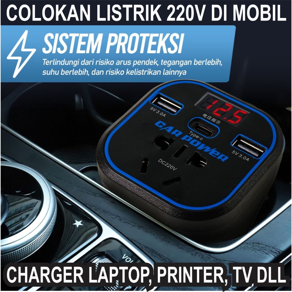 Jual Colokan Listrik PLN 220V di Mobil dan Motor Alat Pengubah Daya Aki ...