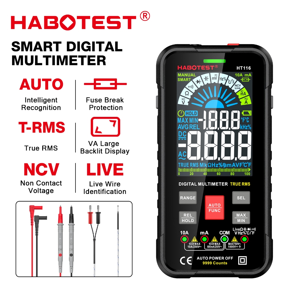 Jual HABOTEST HT116 Multimeter Digital 1000V AC/DC Tester Tegangan ...