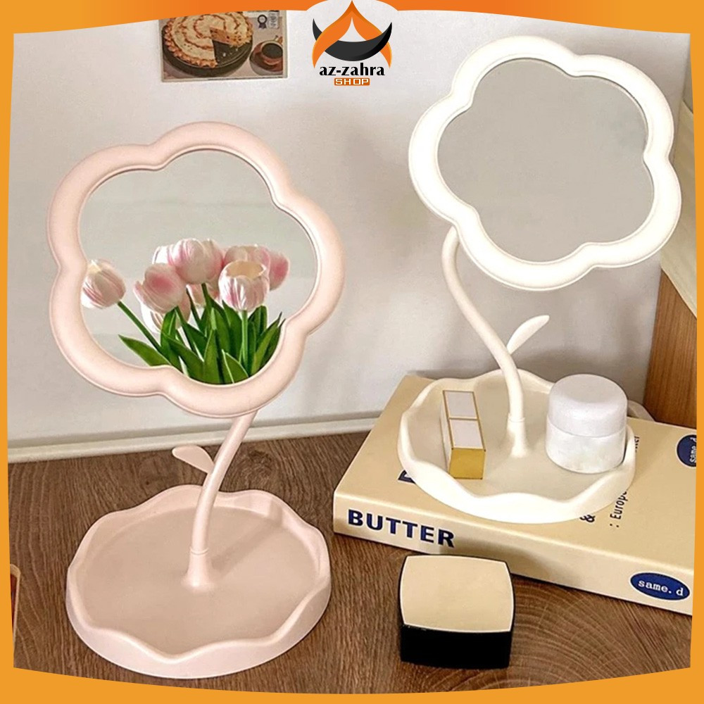 Jual Cermin Bunga Aesthetic Stand Mirorr Flower Kaca Meja Rias Rotating ...